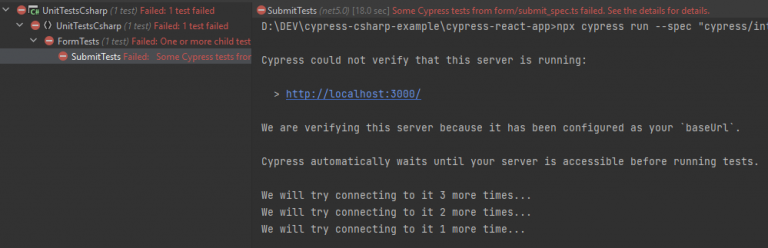 Run Cypress Tests From Nunit Test C Yumasoft